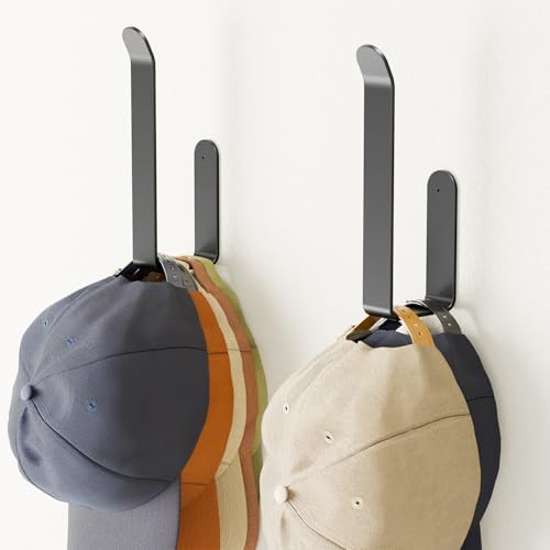 Aluminum Wall-Mounted Hat Rack: Adhesive Install, Holds 10+ Caps, Ideal ...