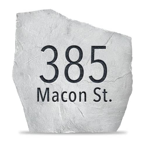 Amazon.com: Personalized Modern Address Stone - Address Sign Garden ...