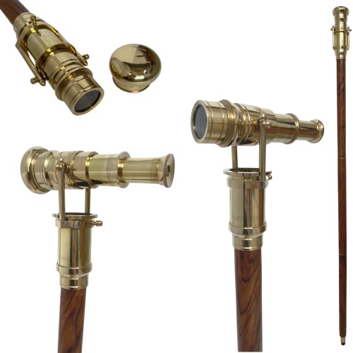 Medieval Replicas Walking Cane with Telescope Brass Handle Foldable ...