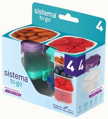 Sistema Knick Knack Mini Pack of Reusable Containers, Set of 4, Multi ...