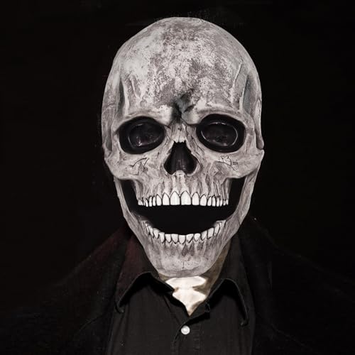 Fonyet Halloween Mask Scary Skull Mask Adult with Movable Jaw, Full ...