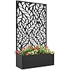 Outsunny Raised Garden Bed with Trellis Outdoor Privacy Screen with Elevated Planter Box, Metal ...