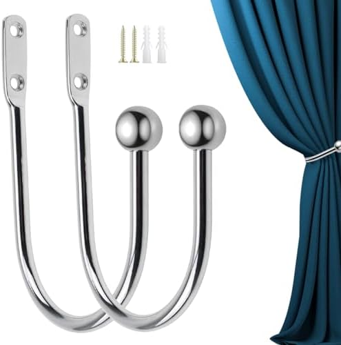 LuxeGlee Metal Curtain Tie back Hooks, 2 PCS Curtain Bracket Holdbacks ...