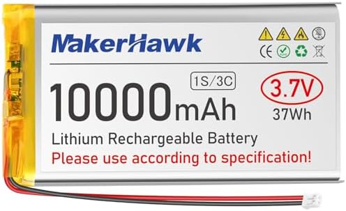 Amazon.com: MakerHawk 3.7V 10000mAh LiPo Battery Rechargeable 1S 3C ...