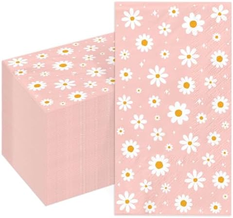 Amazon.com: 100Pcs Daisy Guest Napkin Floral Disposable Paper Napkins ...