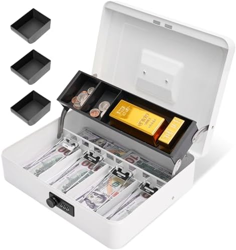 Amazon.com: Polspag Cash Box with Combination Lock, Metal Money Box ...