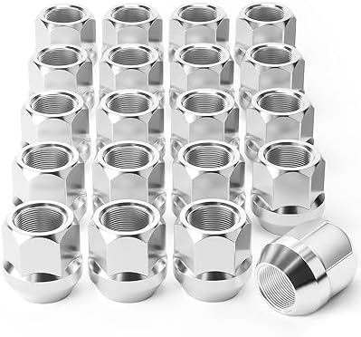 Orion Motor Tech 1/2"-20 Open End Lug Nuts, 3/4" 19mm Hex 0.84x0.9 in. Chrome Plated Wheel Lug ...