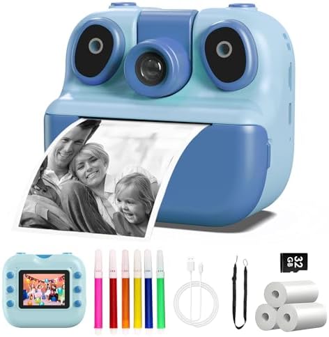 Amazon.com: Kids Camera Instant Print,Flip Selfie Instant Print Camera ...