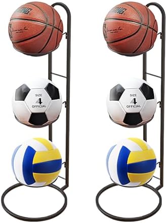 Amazon.com: 2pcs Basketball Ball Storage Racks, Durable 3 Tier Cube ...