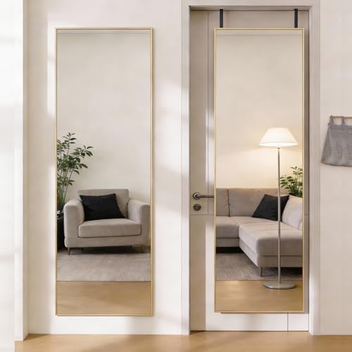 Amazon.com: DUMOS 47x14 Full Length Mirror Over the Door, Wall Mounted ...