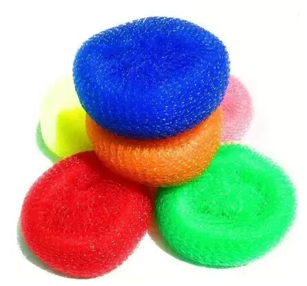 GPT-Vibe Nylon Round Plastic Scrubber Set of 5 : Amazon.in: Home ...
