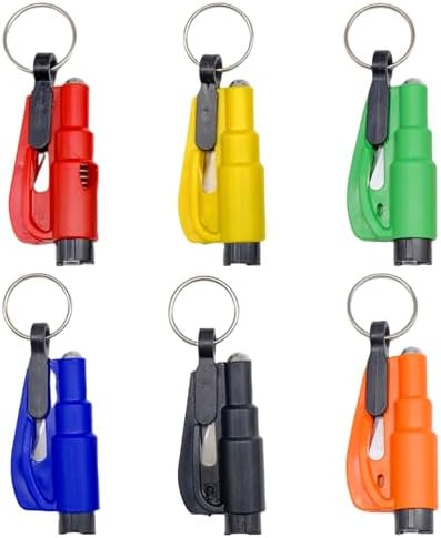 Pack of 6 Car Window Breaker Tool Keychain, 2 in 1 Glass Breaker and ...