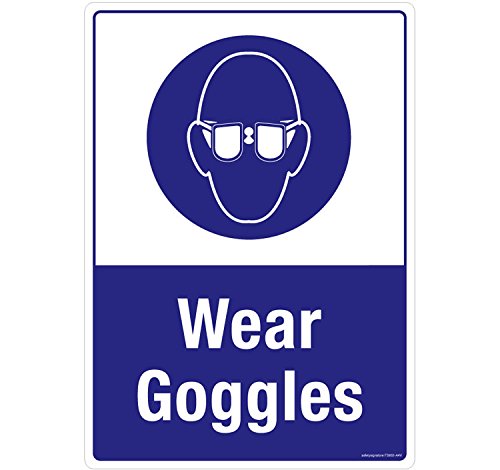 Safety Sign Store FS655-A4V-01 Wear Goggles, Material: 3M Self Adhesive ...