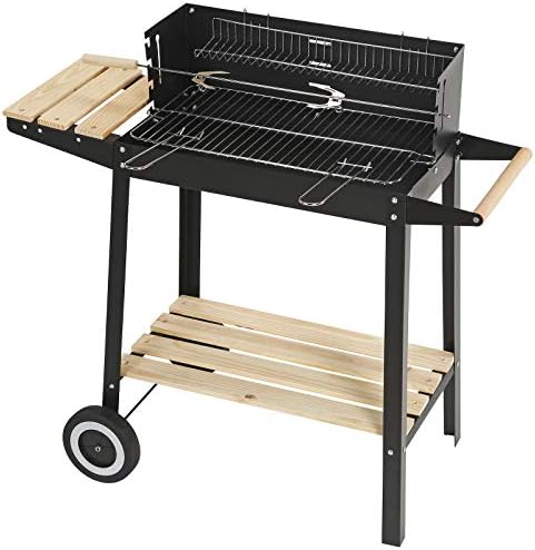 Trolley Charcoal Rectangular Steel BBQ Barbecue Grill Outdoor Patio ...
