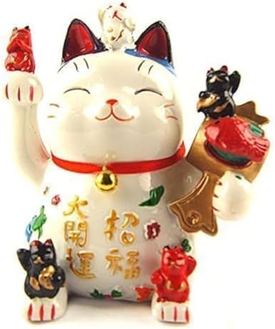 Amazon.com: Maneki Neko Cat Figurine with Hidden Coin Bank | Decorative ...