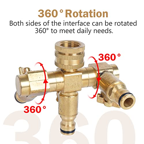 JasCherry 3 Way Brass Tap Manifold with Individual On/Off Valves, Brass ...