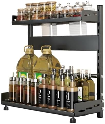 TRAYINDALY 2 Tier Spice Rack, Free Standing Spice Organiser, Expandable ...