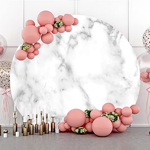 SDOTPMT Diameter 6.5ft Grey and White Marble Round Backdrop Cover ...