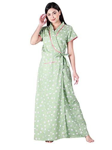 Buy Beallamy Women's Pure Cotton Printed House Coat,Front Open ...