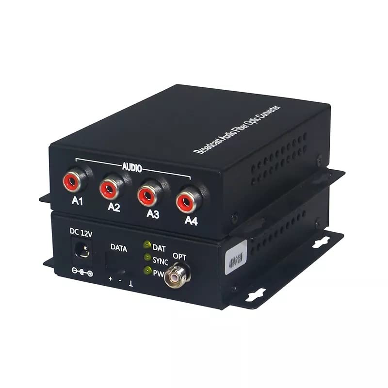 Hanutech 4CH RCA Audio To Fiber Extender, Audio Optical Media Converter, FC Optical Interface ...