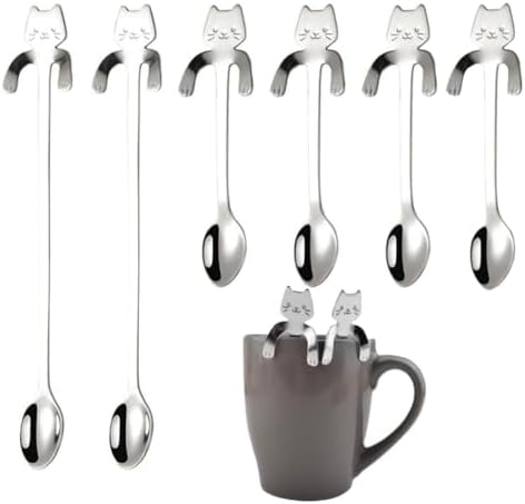 CosCosX 4 Pcs Stainless Steel Mini Cat Kitty Coffee Spoon, Tea Soup ...