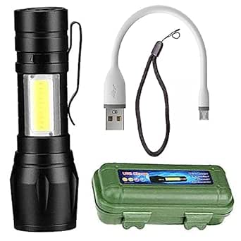 QTX Rechargeable 10w Small Sun Flashlight Zoomable Waterproof Torch ...