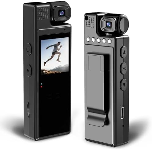 Body Camera with Video Recording, 1080P Portable Body Worm Cam with 180 ...