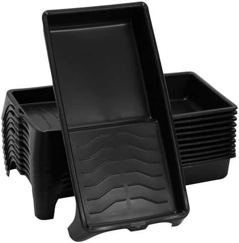 Black Paint Trays, 12-Pack of Plastic Painting Tray for 4-Inch Rollers ...