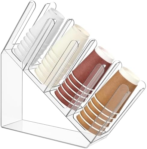 Amazon.com: Wenqik Acrylic Cup and Lid Holder, 4 Compartment ...