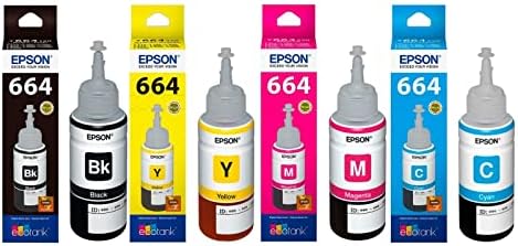 Epson T664 Ink Bottle (Cyan, Magenta, Yellow, Black) Ink Tank Printer L100, L200, L210, L220 ...