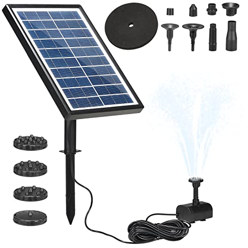 7W Solar Fountain Pump, DIY Solar Fountain Water Pump with 12 Fountain ...