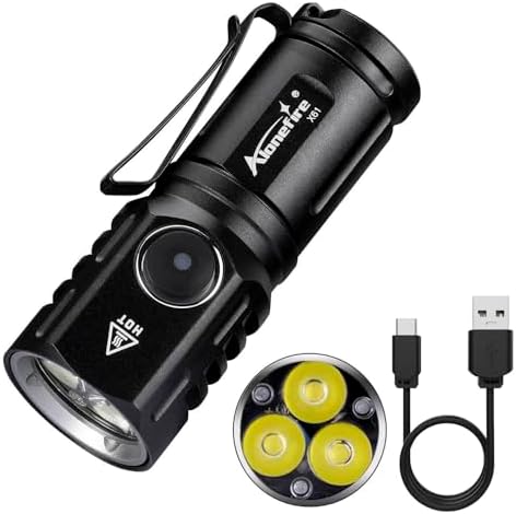 ALONEFIRE X68 Mini LED Flashlight Type C USB Rechargeable Bright 8 LED ...