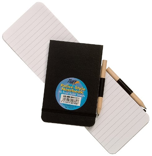 6 x Police Style Notebook With Pencil Ruled Reporters Black Small ...