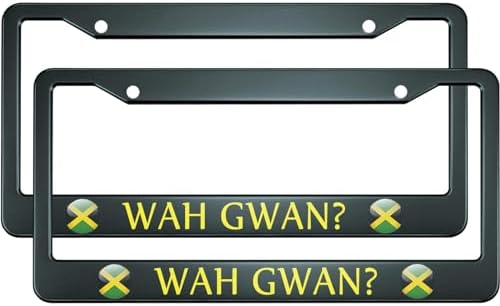 Amazon.com: HOSNYE Wah Gwan License Plate Frame Black 2 Pcs Jamaica ...