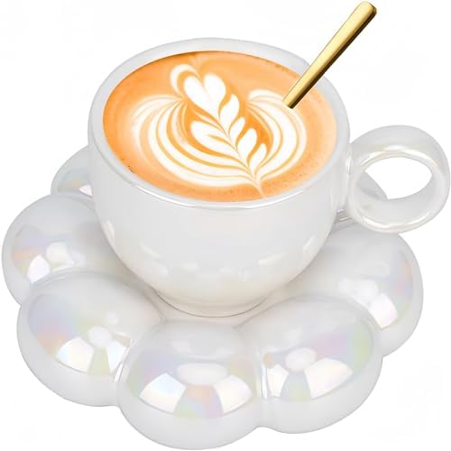 Amazon.com | 2 Pieces Ceramic Cloud Mug Cute Cup with Coaster 7oz Cute ...