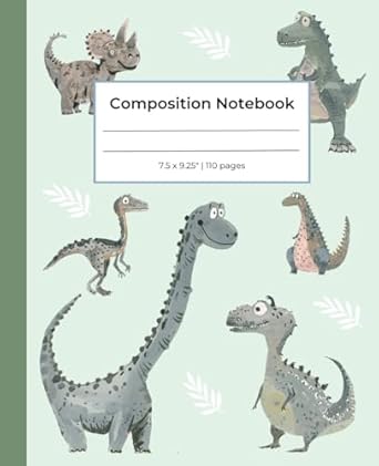 Dinosaurs Composition Notebooks For Kids: Cute Dino Pattern on Cover ...