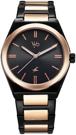 Buy Fastrack Vyb Quartz Analog Black Dial Rose Gold + Black Sheet Metal ...