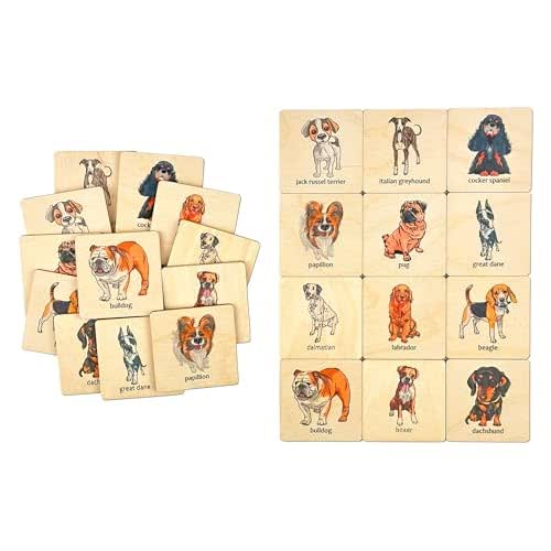 Amazon.com: Montessori Wooden Dog Breeds Memory Game, Dogs Matching ...