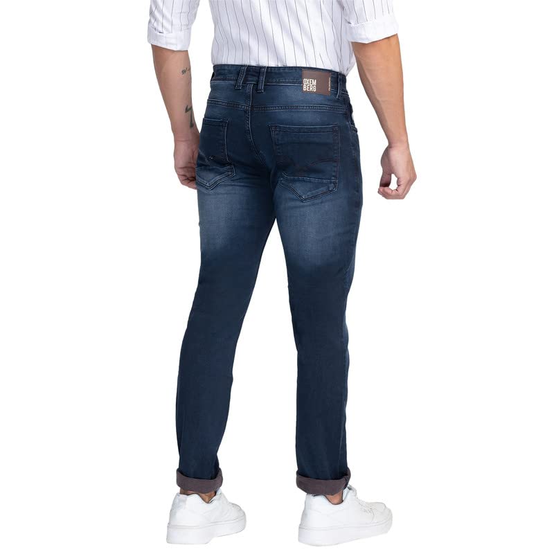 Buy Oxemberg Men's Cotton Blend Slim Fit Denim Jeans (Brown, 30 ...