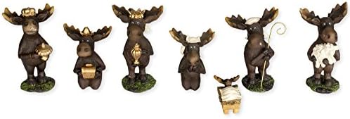 Amazon.com: 7 Piece Moose Figurines Christmas Nativity Set : Home & Kitchen