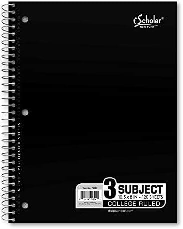 Amazon.com : iScholar 3-Subject Wirebound Notebook, 120 Sheets, College ...