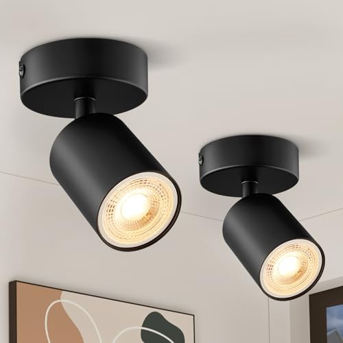 Klighten 2 pcs Ceiling Spots 1 Way Rotatable, GU10 Socket, Round ...