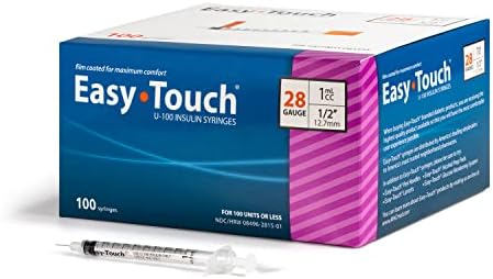 Amazon.com: EasyTouch U-100 Insulin Syringe with Needle, 29G 0.5cc 1/2-Inch (12.7mm), Box of 100 ...
