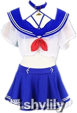 Amazon.com: VTuber Shylily Sailor Suit Swimsuit Cos Cosplay Costume ...