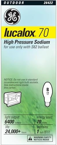 GE Lucalox High Pressure Sodium Light Bulb, B17 HPS Bulb, 70 Watt ...