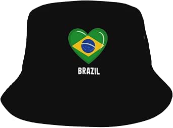 Amazon.com: Fashion Brazil Flag Bucket Hat Wide Brim Outdoor Sun Hat ...