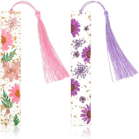 Amazon.com: Dimeho 2 Pcs Pressed Flower Bookmarks Clear Resin Book ...