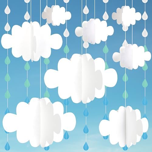 Amazon.com: Ayfjovs 8pcs 3D Hanging Cloud Set with Moon and Stars for ...