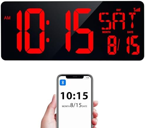 Amazon.com: HITO 14.2” Large Oversized LED Wall Clock Seconds Date Day ...