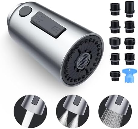 Amazon.com: STESSO Pull Down Spray Head for Kitchen Faucet, 3-Function ...